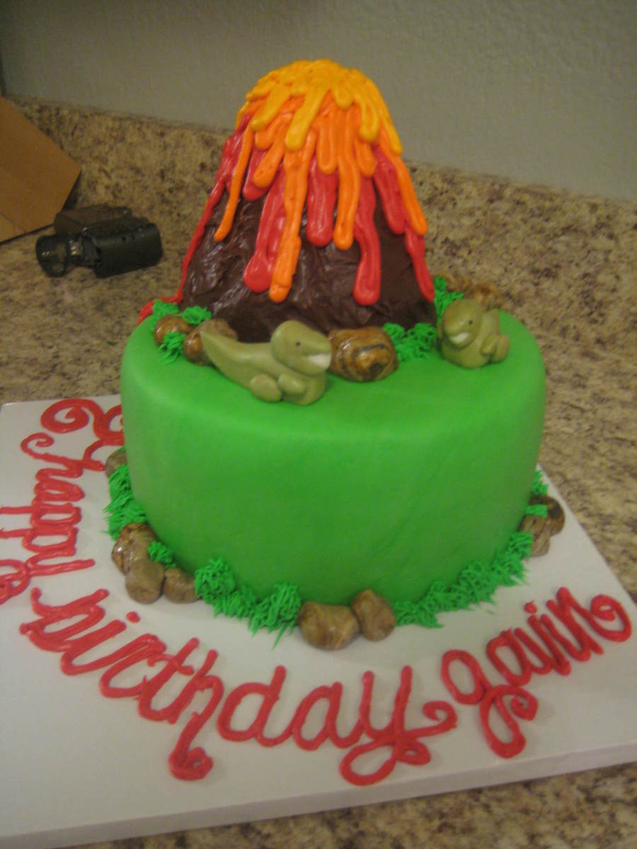 Volcano T-Rex Cake - CakeCentral.com
