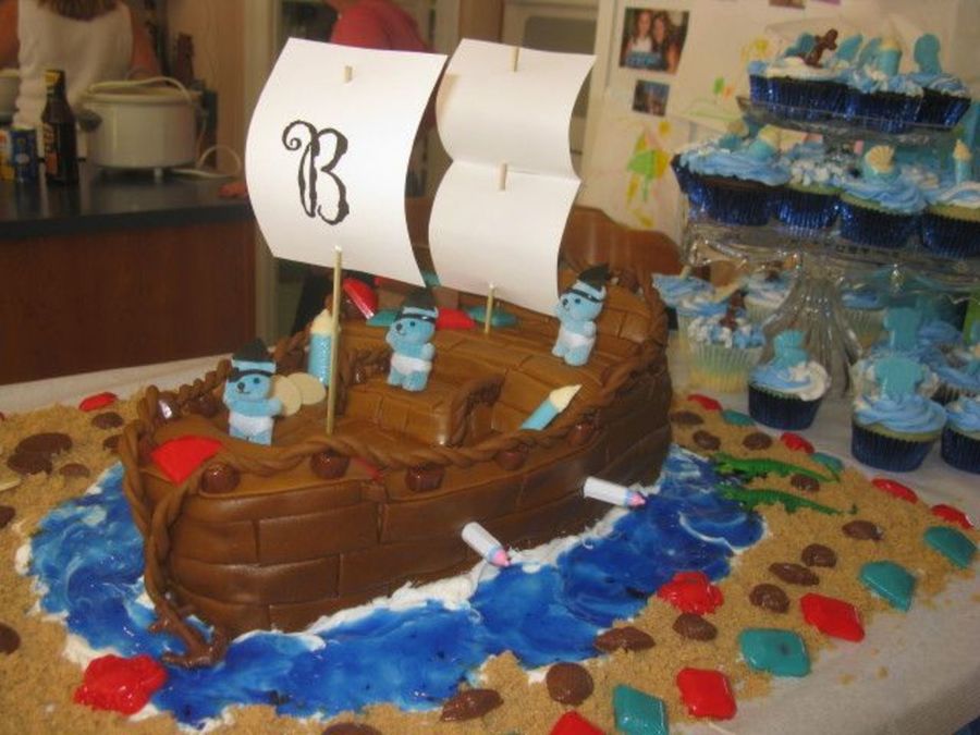 Pirate Ship Baby Shower Cake - CakeCentral.com