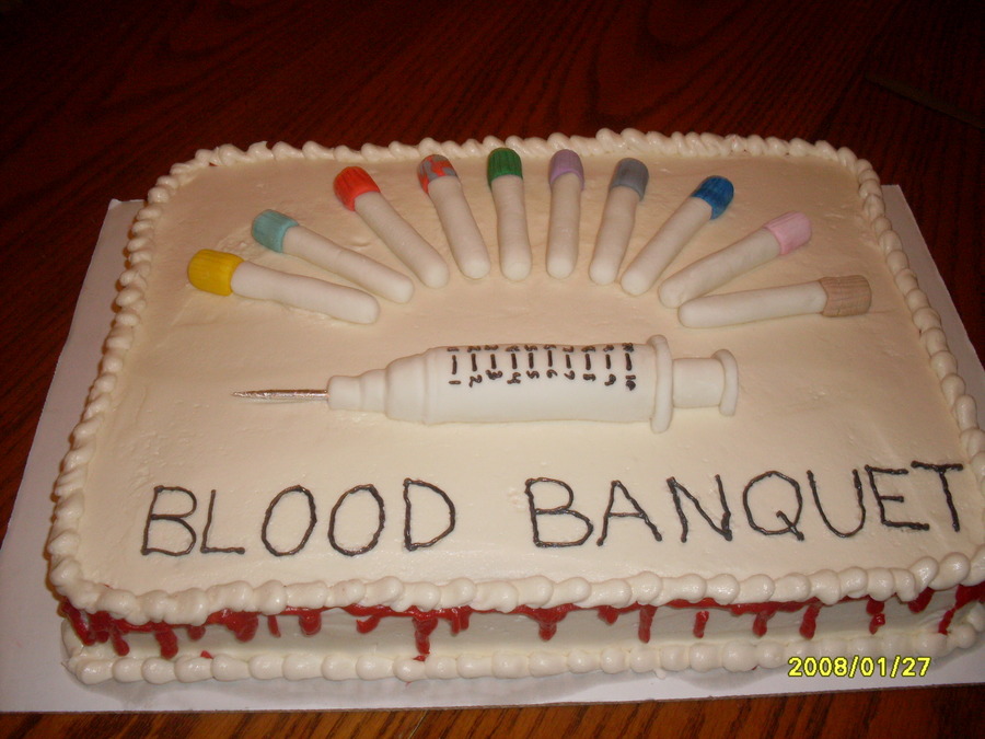 Blood Banquet Cake For Phelbotomy Class - CakeCentral.com
