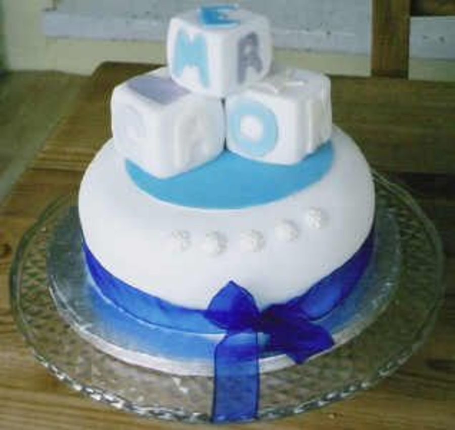 Cameron's Christening Cake - CakeCentral.com