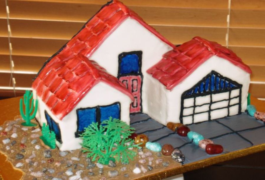 House Cake With Red Tile Roof - CakeCentral.com