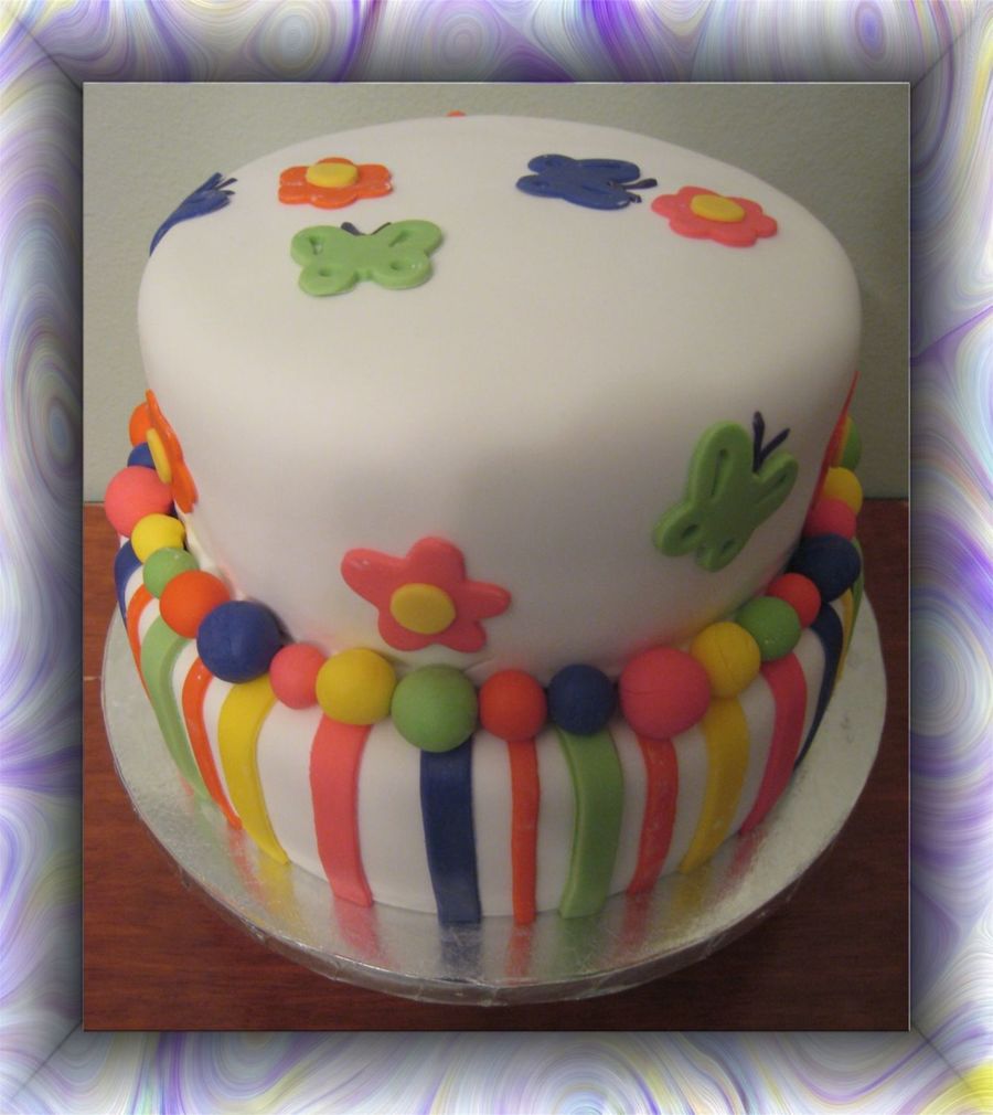 Bright Colored Birthday Cake - CakeCentral.com