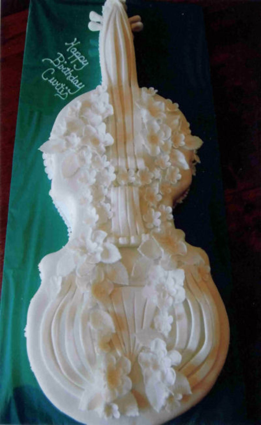 Flowery All-White Violin Cake - CakeCentral.com