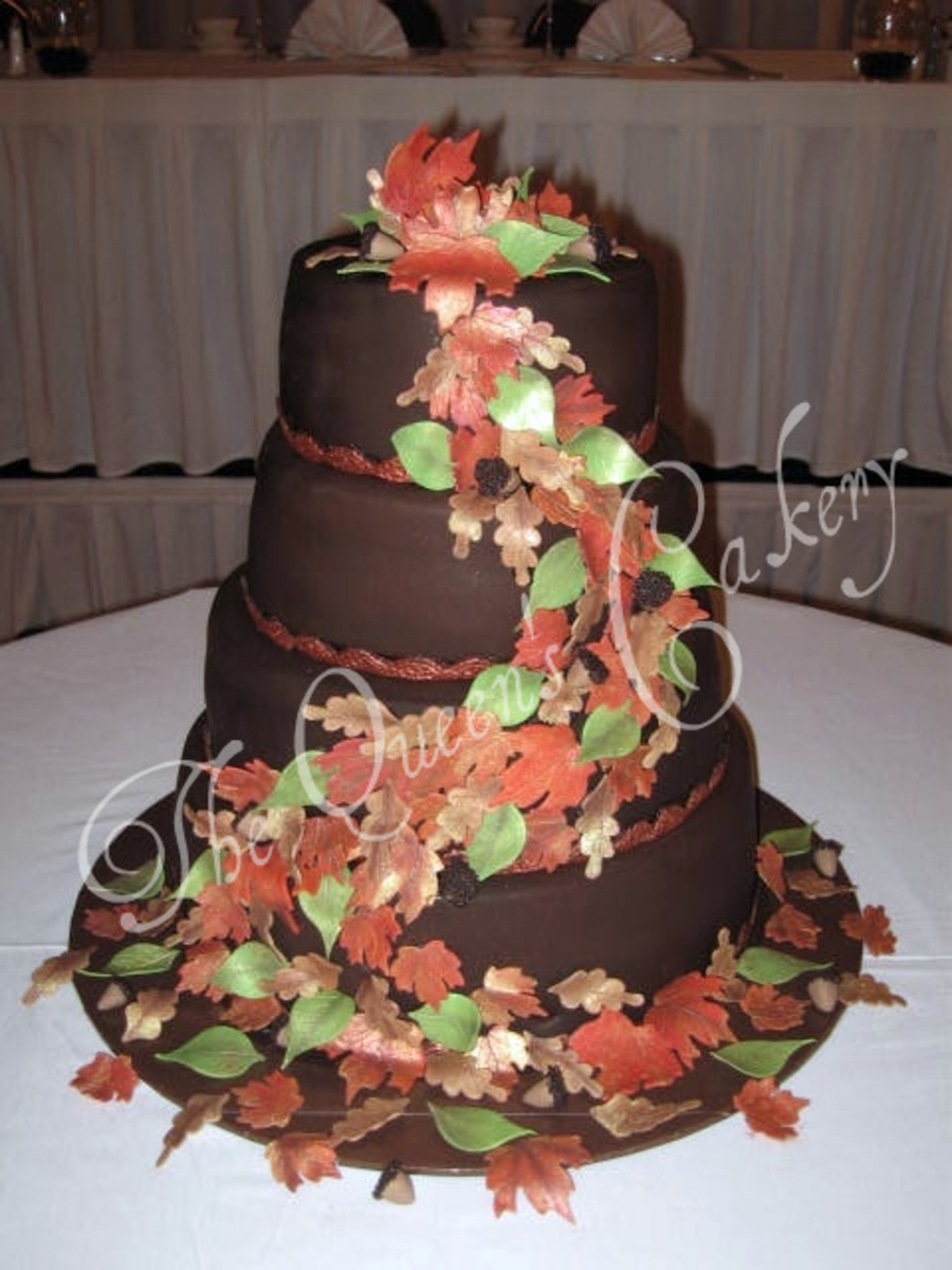 Fall Leaves Wedding Cake - CakeCentral.com