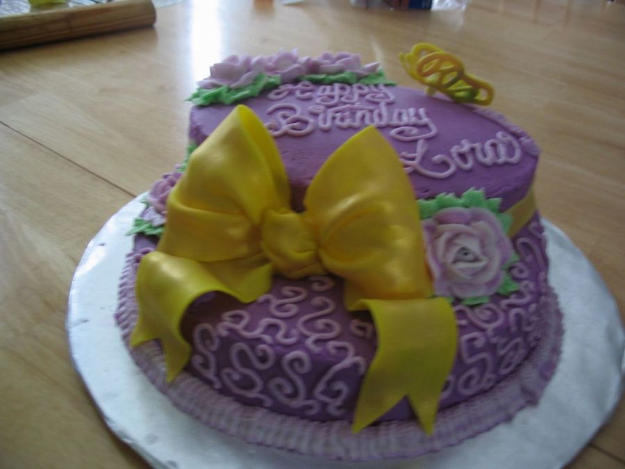 Purple Cake With Bow - CakeCentral.com