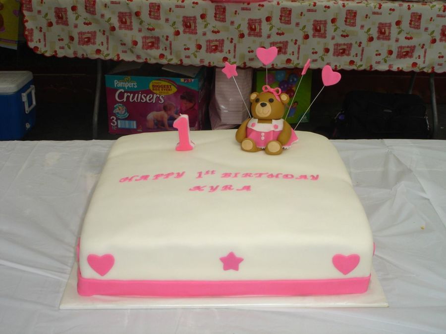 Teddy Bear 1St Birthday Cake - CakeCentral.com