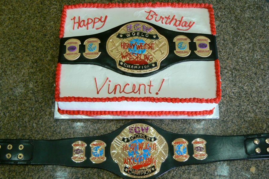 Ecw Wrestling Belt Cake - CakeCentral.com