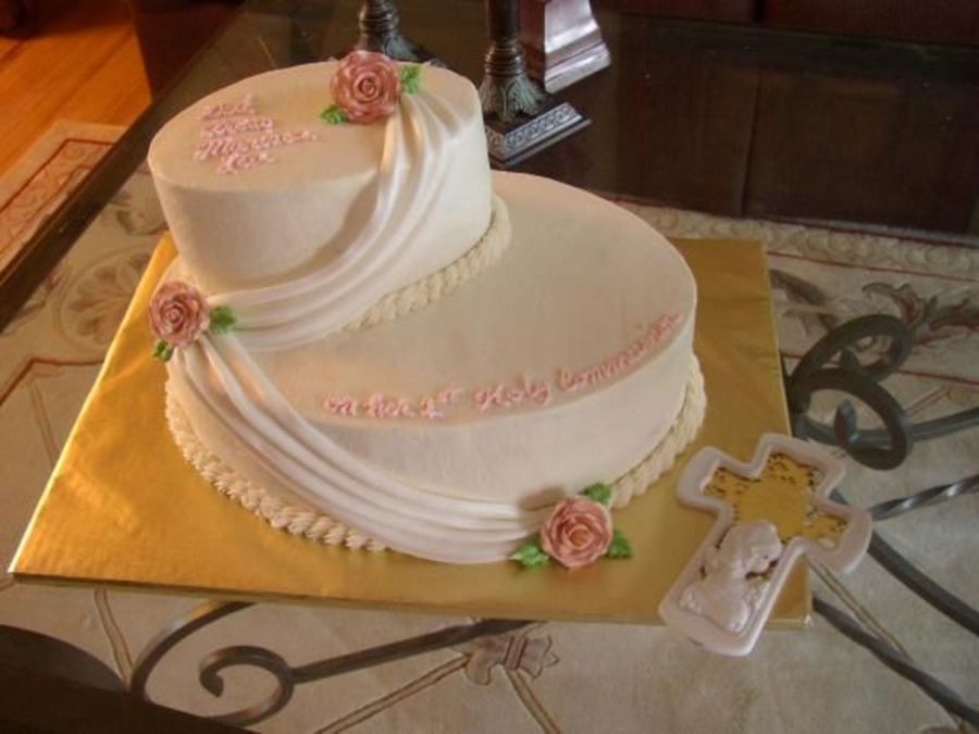 Communion Cake With Drapes - CakeCentral.com