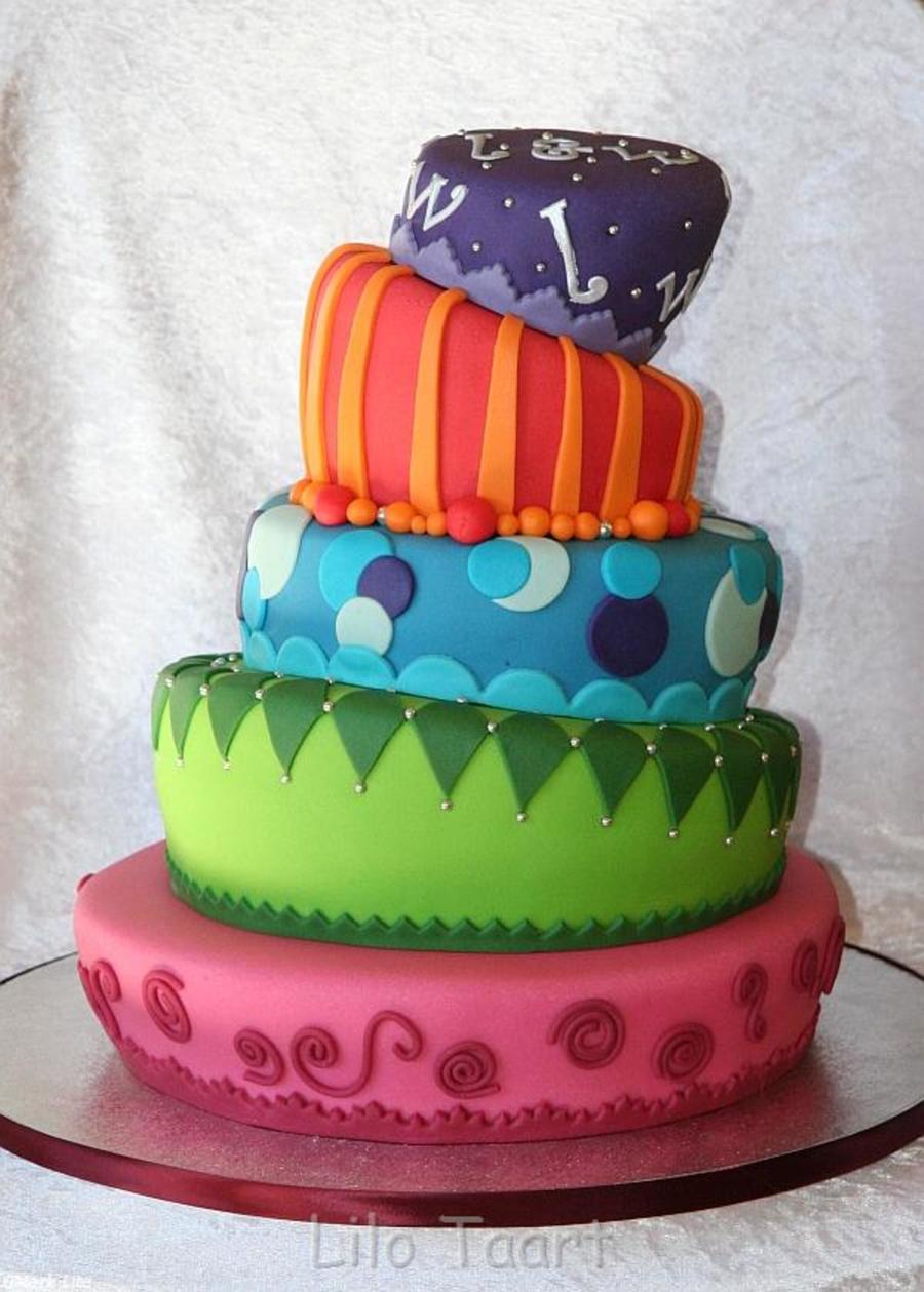 Topsy Turvy Bright Colours - CakeCentral.com