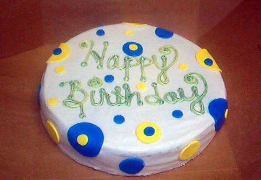 Blue And Yellow Circle Cake - CakeCentral.com