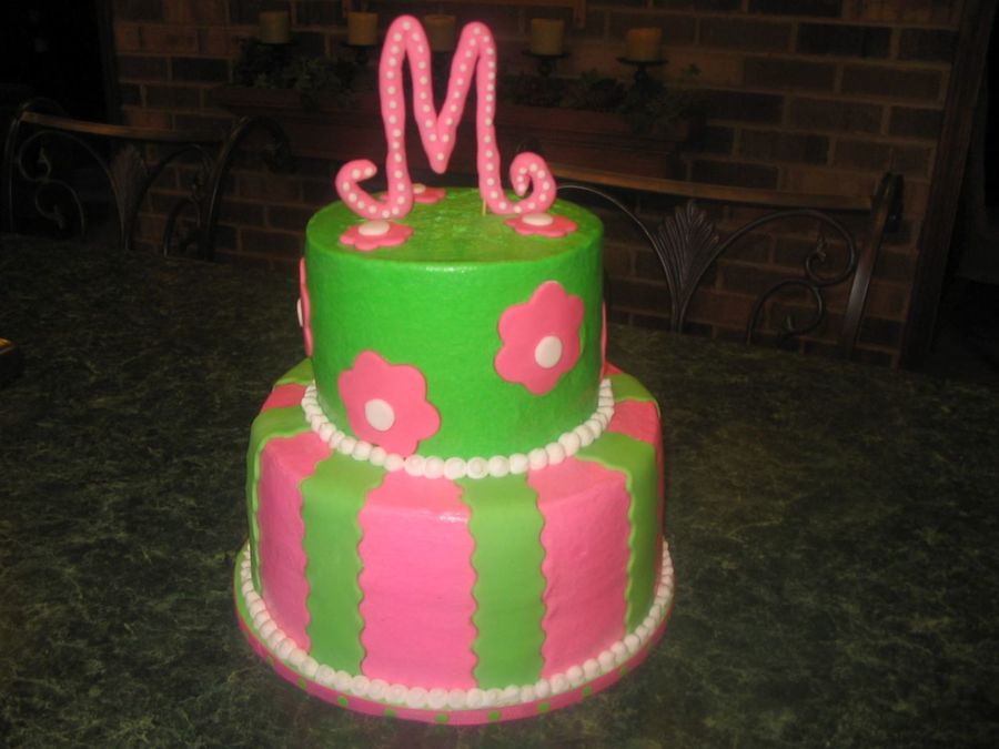 Pink & Green Monogram - CakeCentral.com