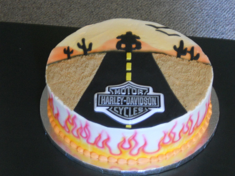 Harley Riding Into The Sunset - CakeCentral.com