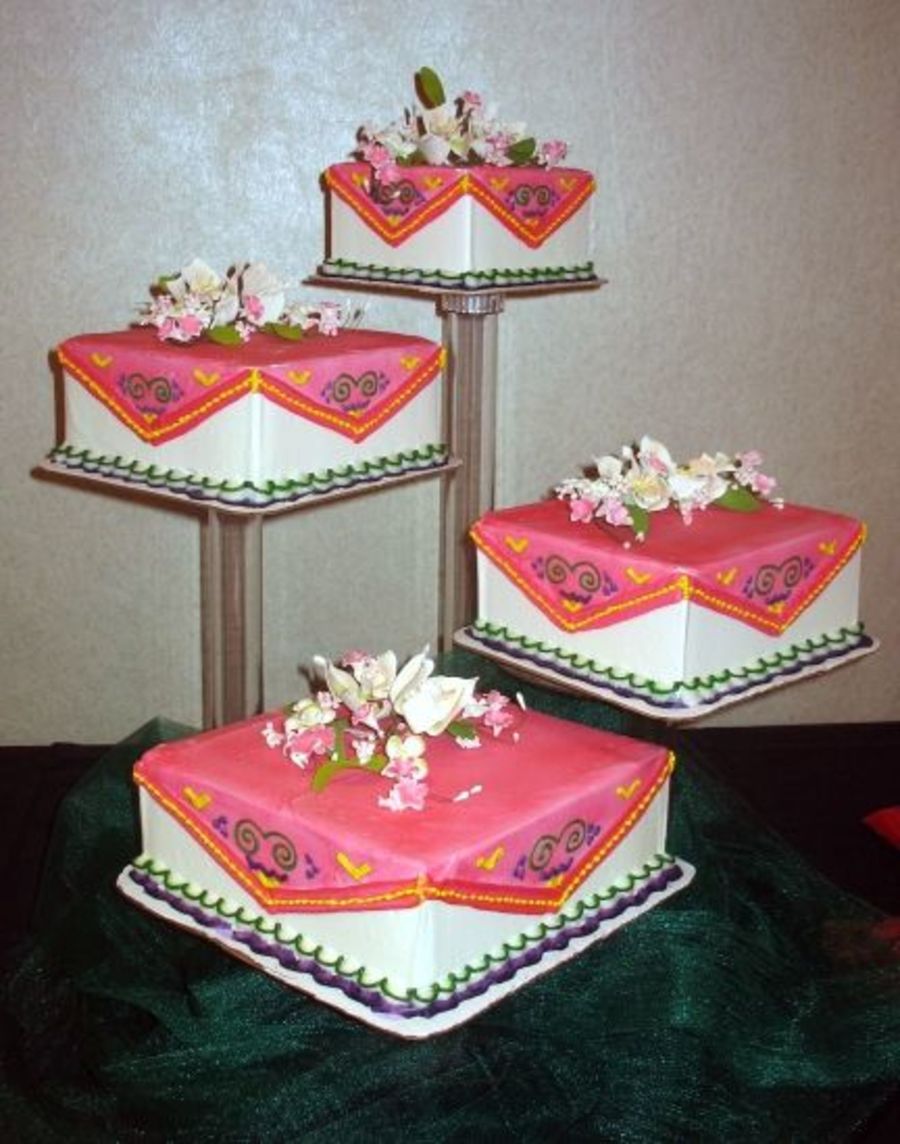 Square Hmong - Inspired Wedding Cake - CakeCentral.com