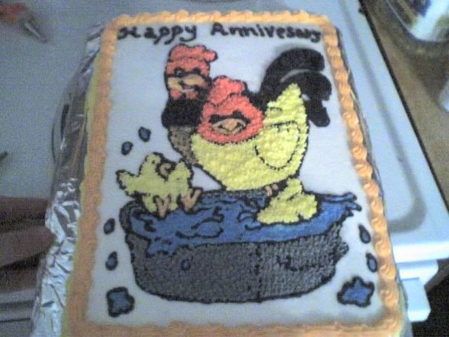Rooster And Hen With Baby Chicks - CakeCentral.com
