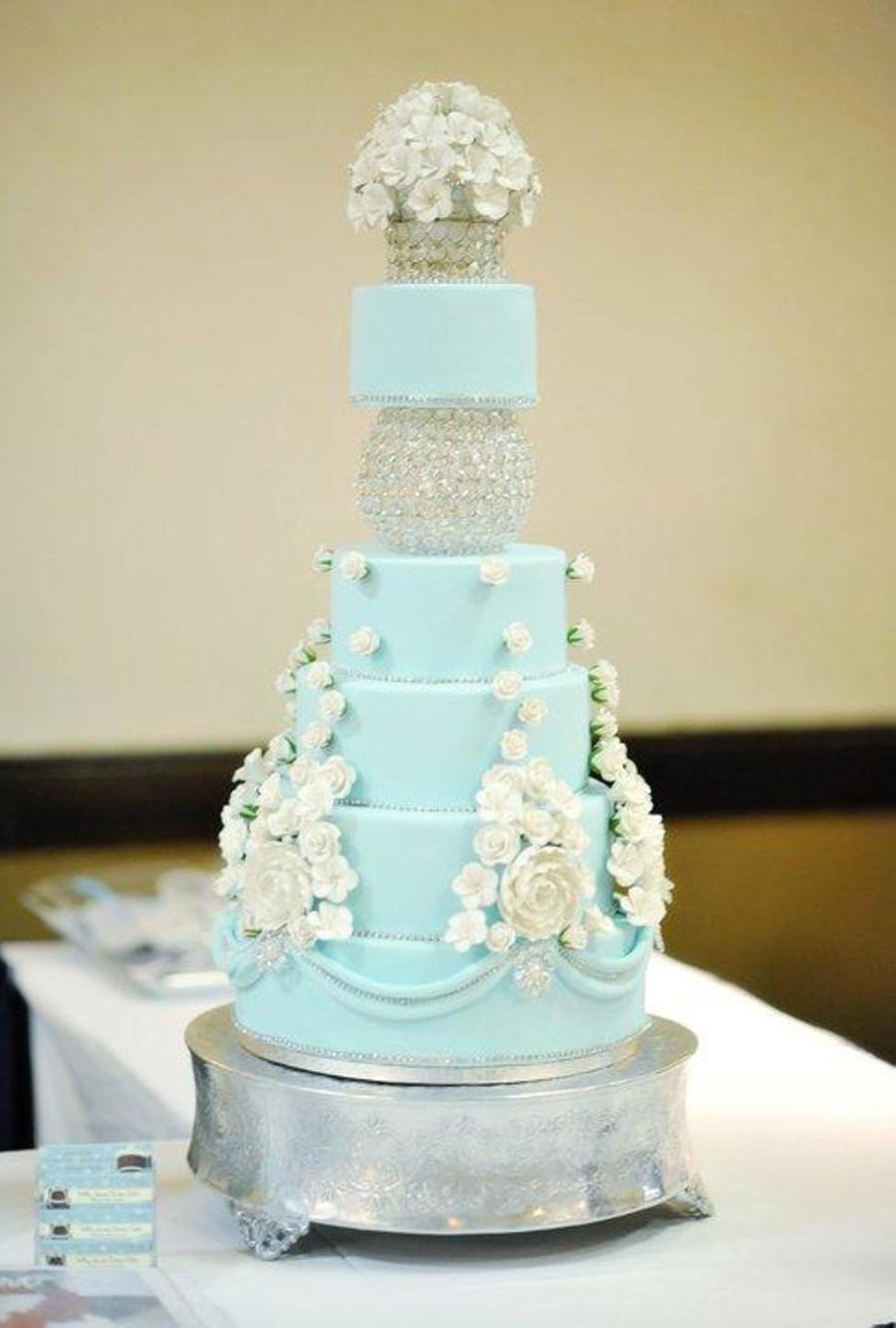 Tiffany Blue With Lots Of Bling And Crystal - CakeCentral.com