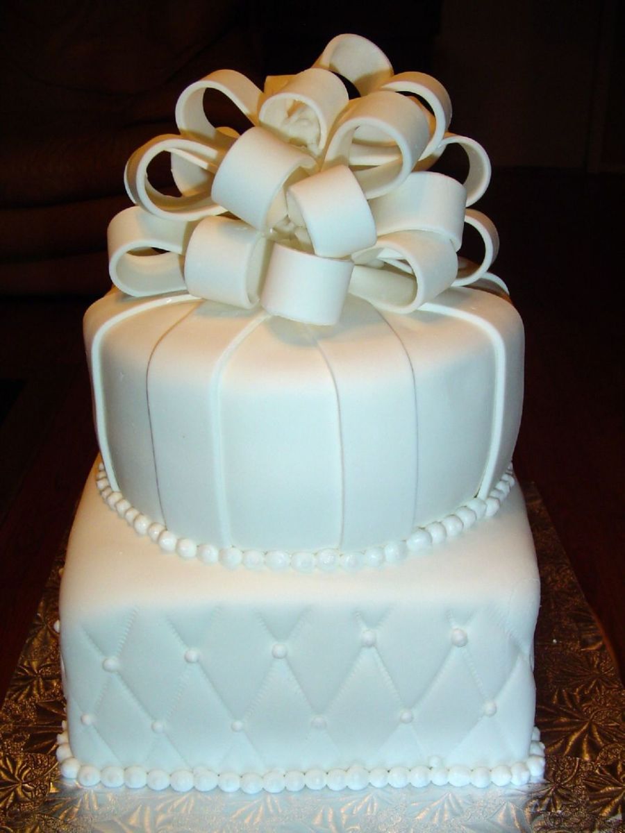 White Fondant Wedding Cake - CakeCentral.com