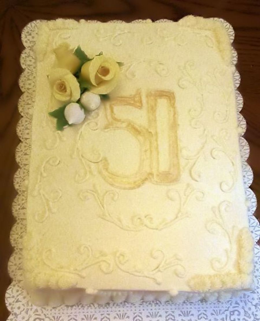 1/2 Sheet 50Th Anniversary Service Cake #2 - CakeCentral.com