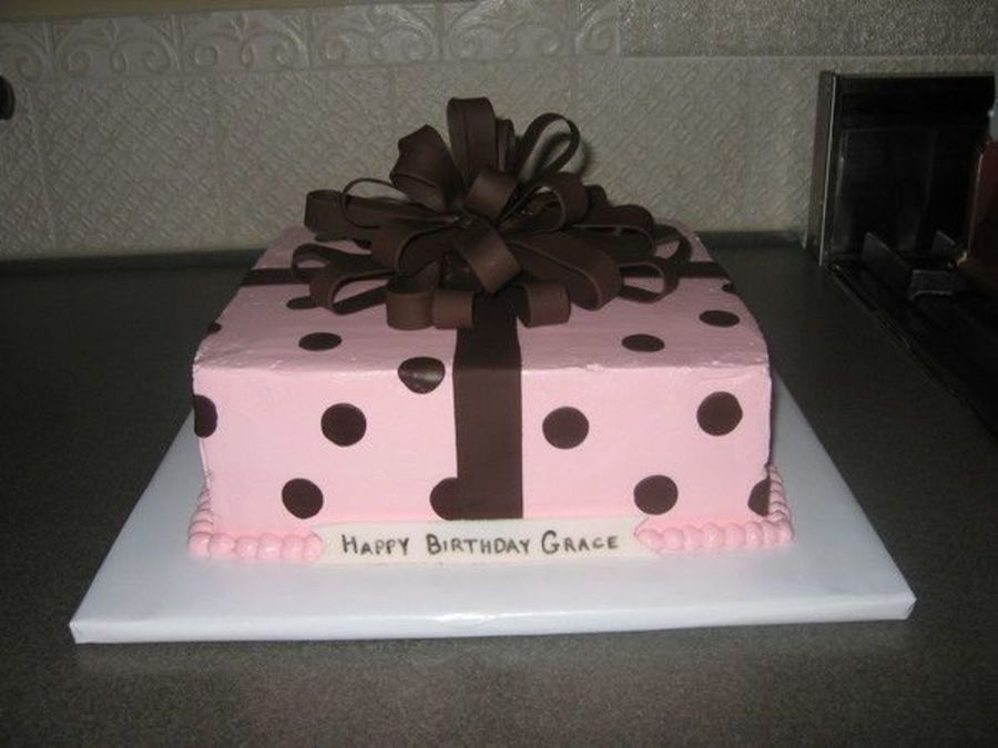 Pink Polka Dot Present - CakeCentral.com