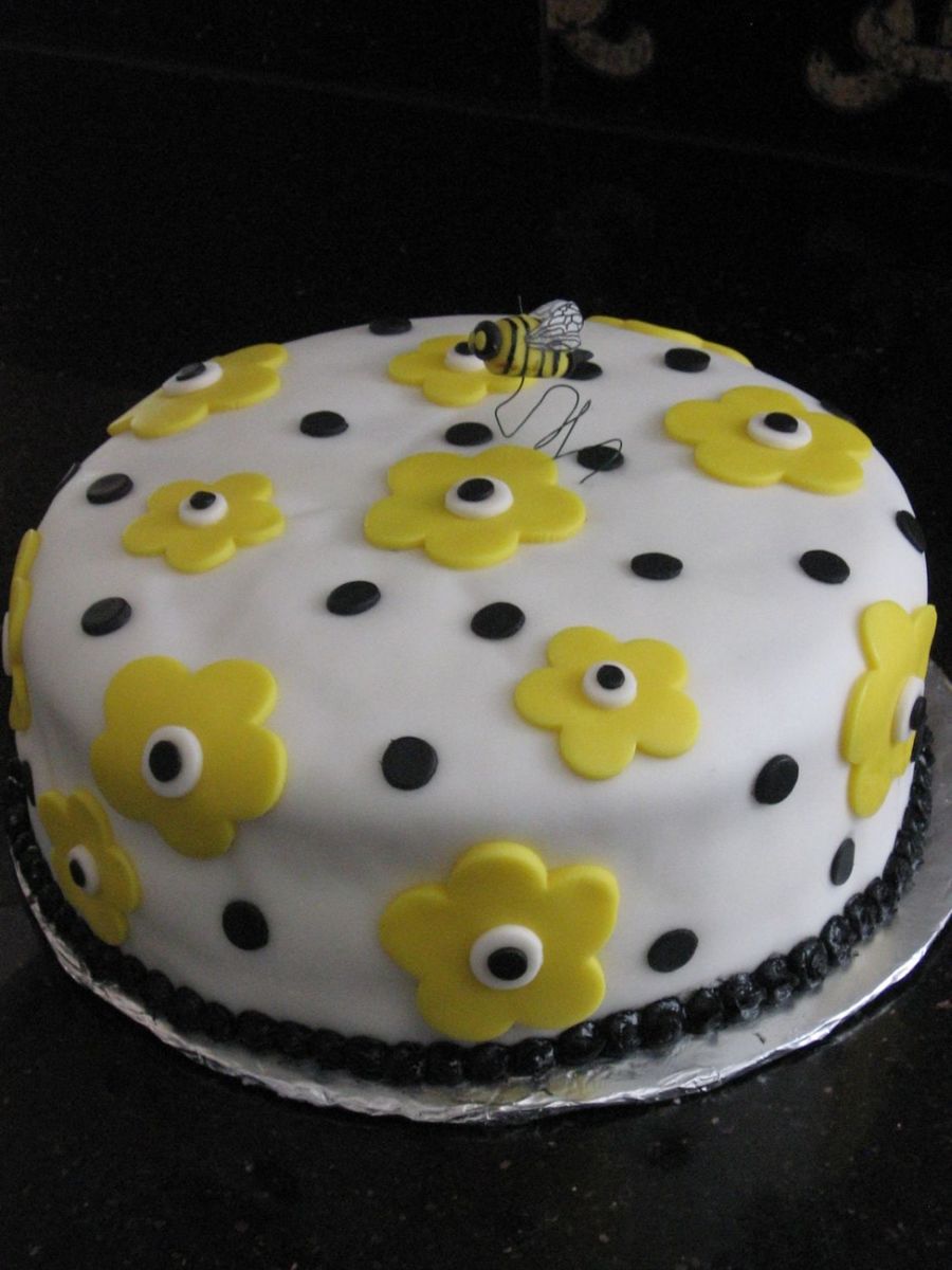 Bee! Fondant Cake. First Fondant Cake - CakeCentral.com