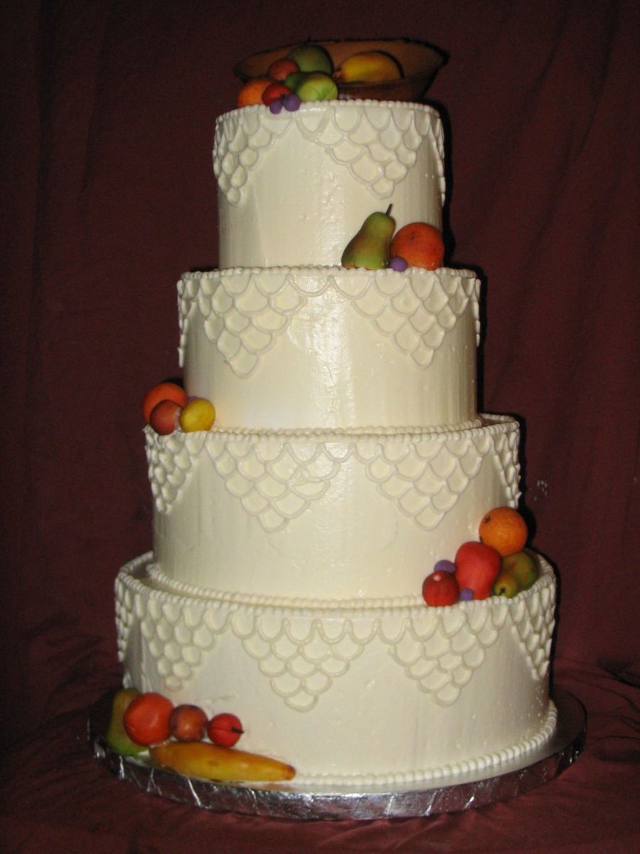 Marzipan Fruit Wedding Cake - CakeCentral.com