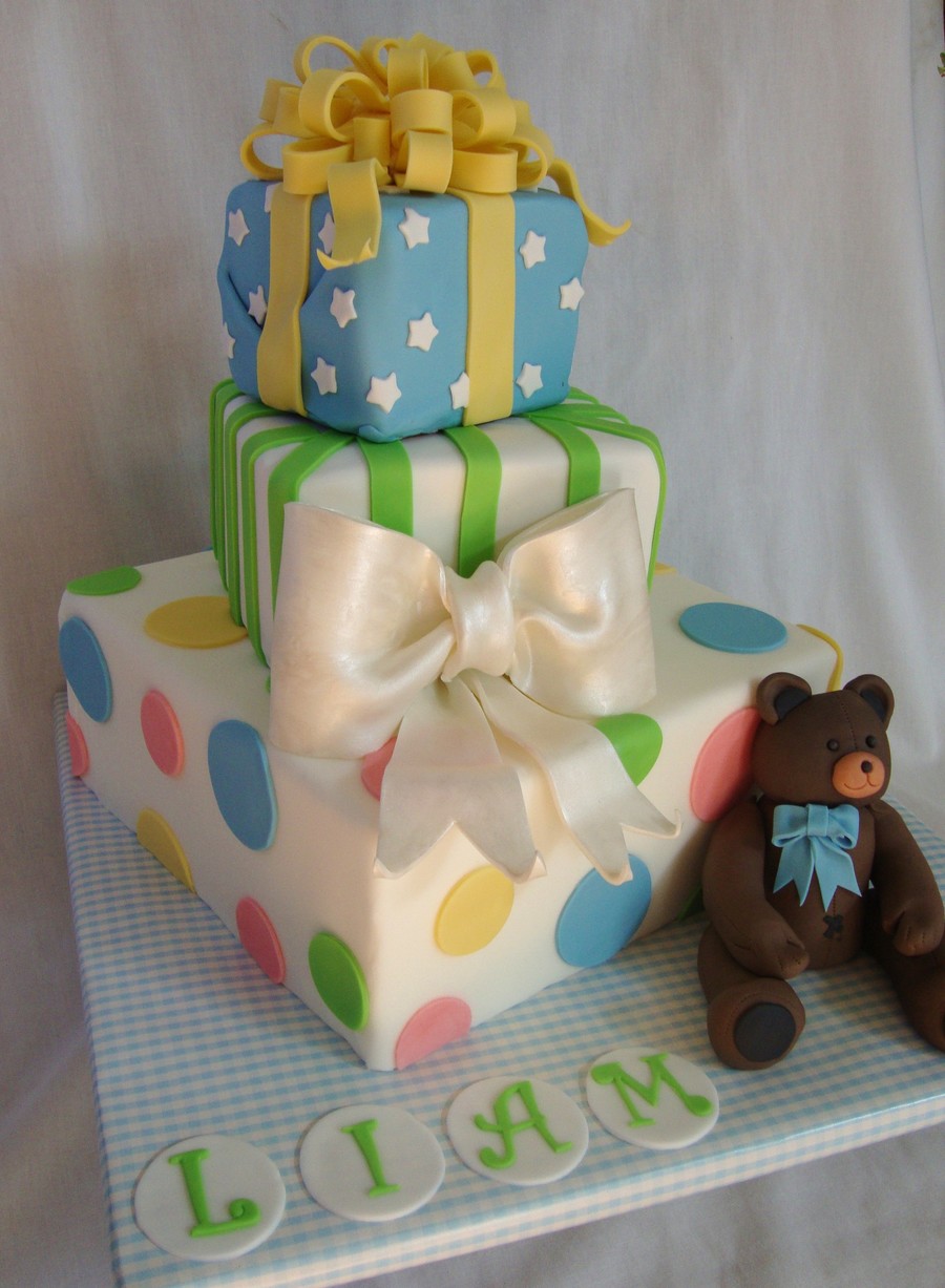 Stacked Presents Baby Shower Cake - CakeCentral.com