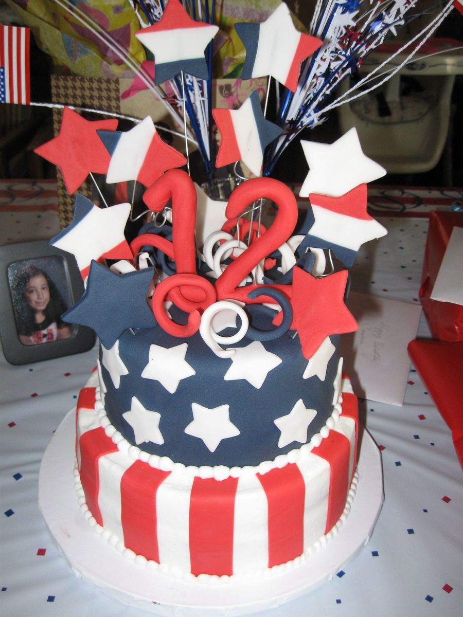 4Th Of July Red, White & Blue Birthday Cake - CakeCentral.com