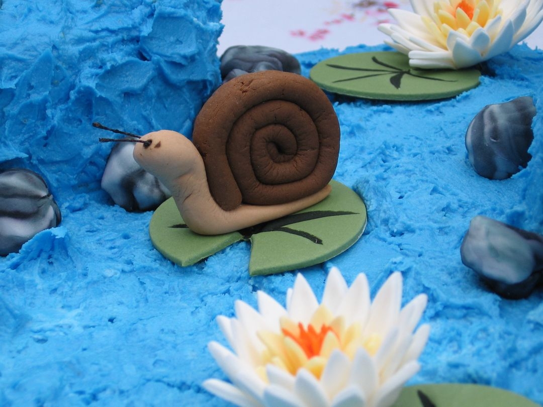 Gumpaste Frog, Snail And Waterlily - CakeCentral.com