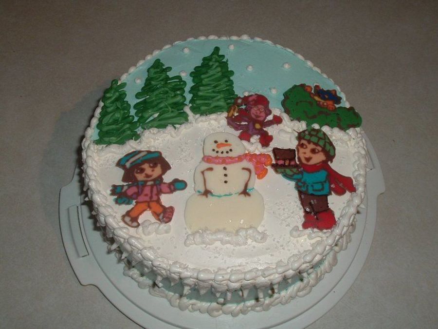 Winter Dora Birthday Cake - CakeCentral.com