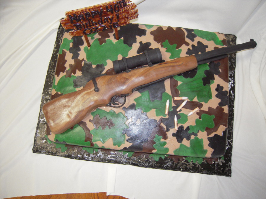 Rifle & Camo Cake - CakeCentral.com