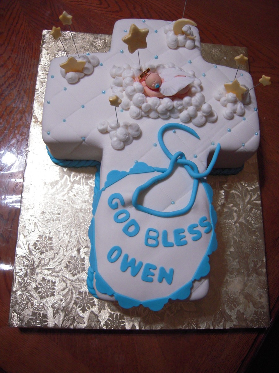 Baptism Cross Cake With Baby Angel - CakeCentral.com