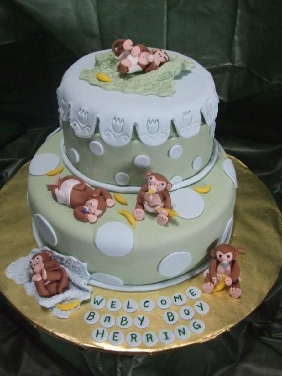 Baby Monkeys Shower Cake - CakeCentral.com