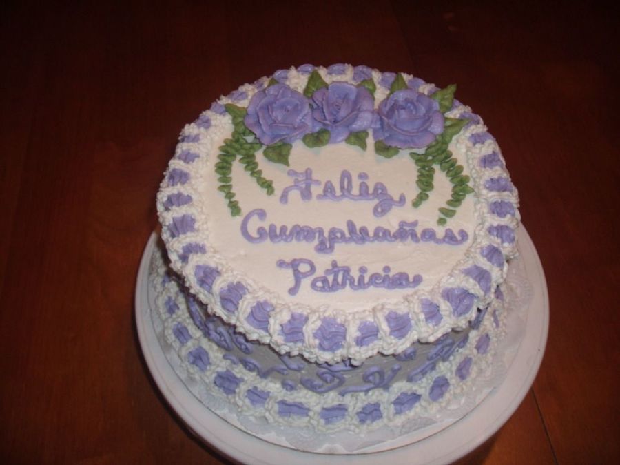 Purple Roses And Scrolls - CakeCentral.com