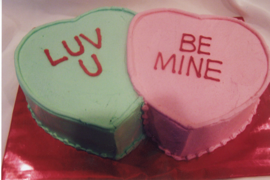 Conversation Hearts Cake - CakeCentral.com