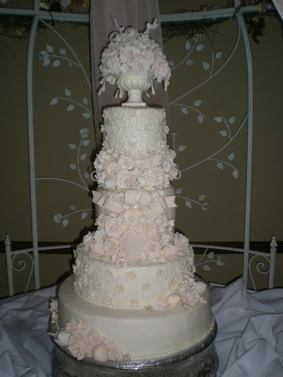 All Ivory Wedding Cake - CakeCentral.com