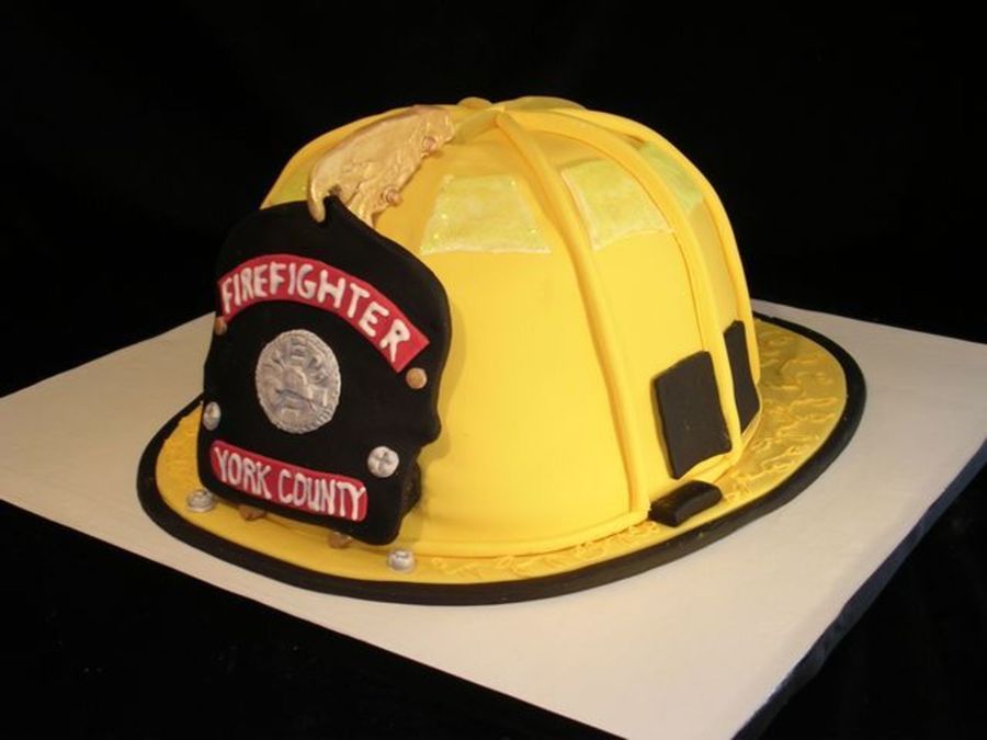 Fireman Helmet Grooms Cake - CakeCentral.com