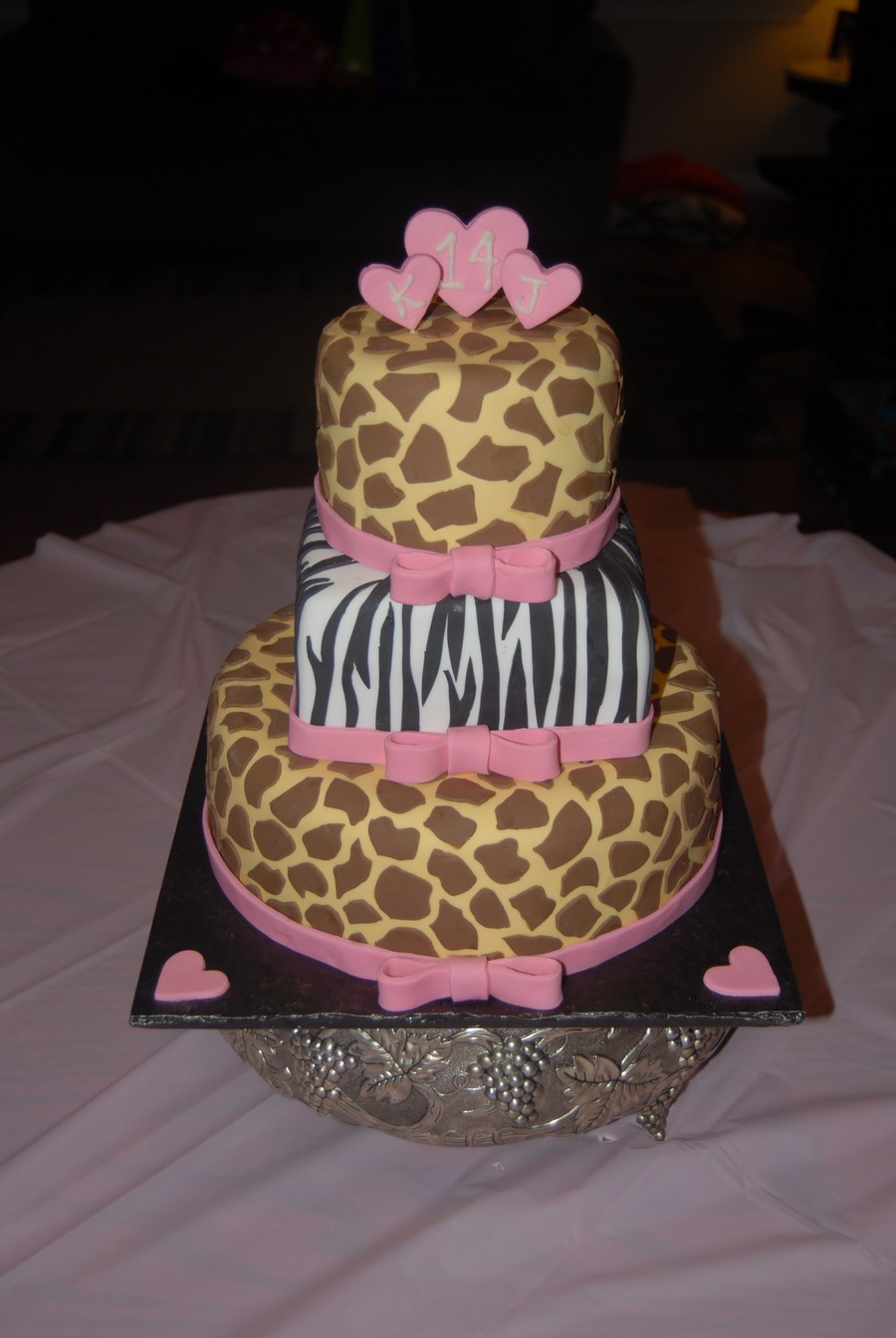 Animal Print Birthday Cake - CakeCentral.com