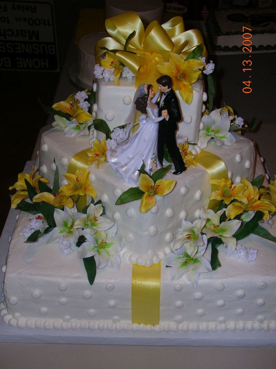 Square Dotted Stacked Wedding Cake - CakeCentral.com