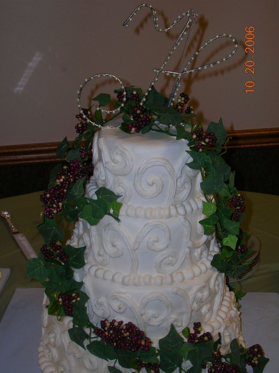 Round 4 Tier Wedding Cake With Scroll Work - CakeCentral.com