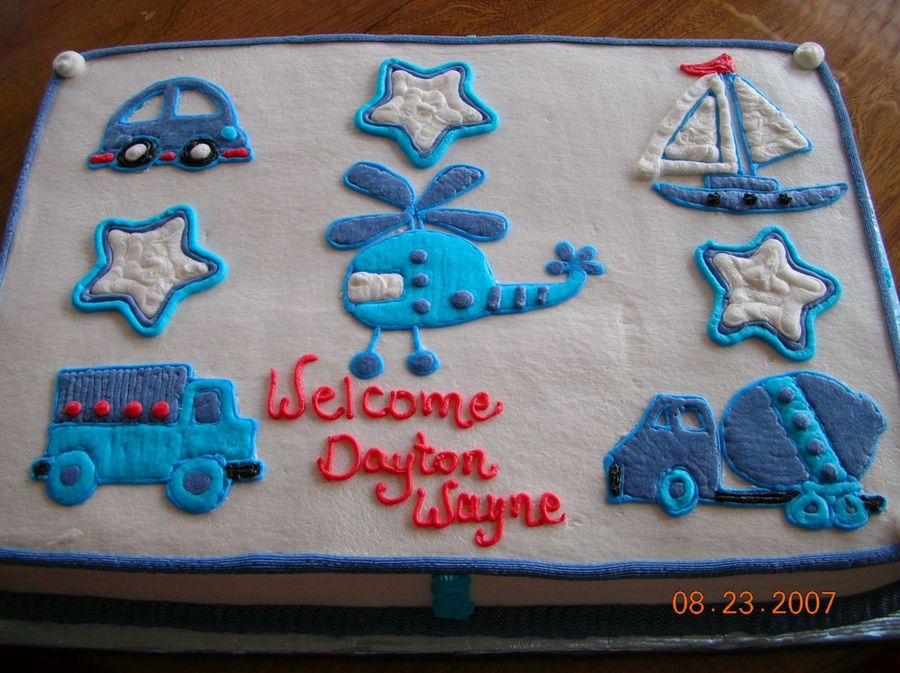 Transportation Baby Shower Cake - CakeCentral.com