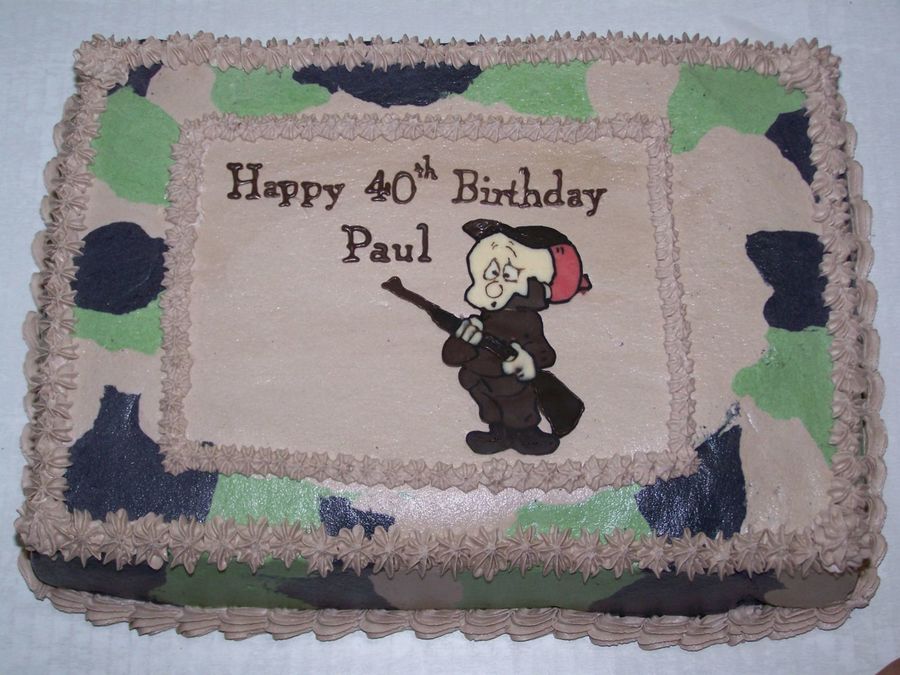 Elmer Fudd Camo Cake - CakeCentral.com