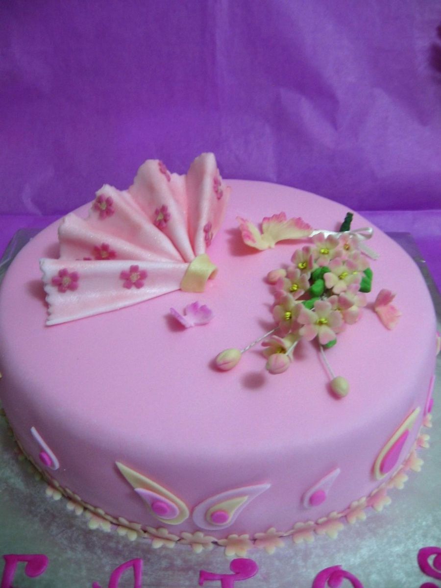 Spring Cake With Fan - CakeCentral.com