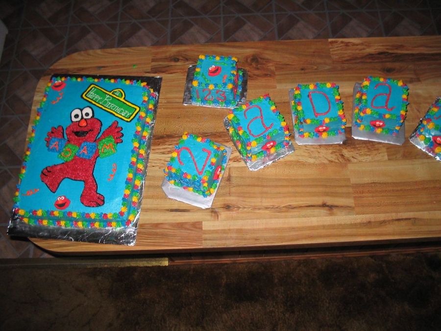 Elmo Sheet And Blocks - CakeCentral.com