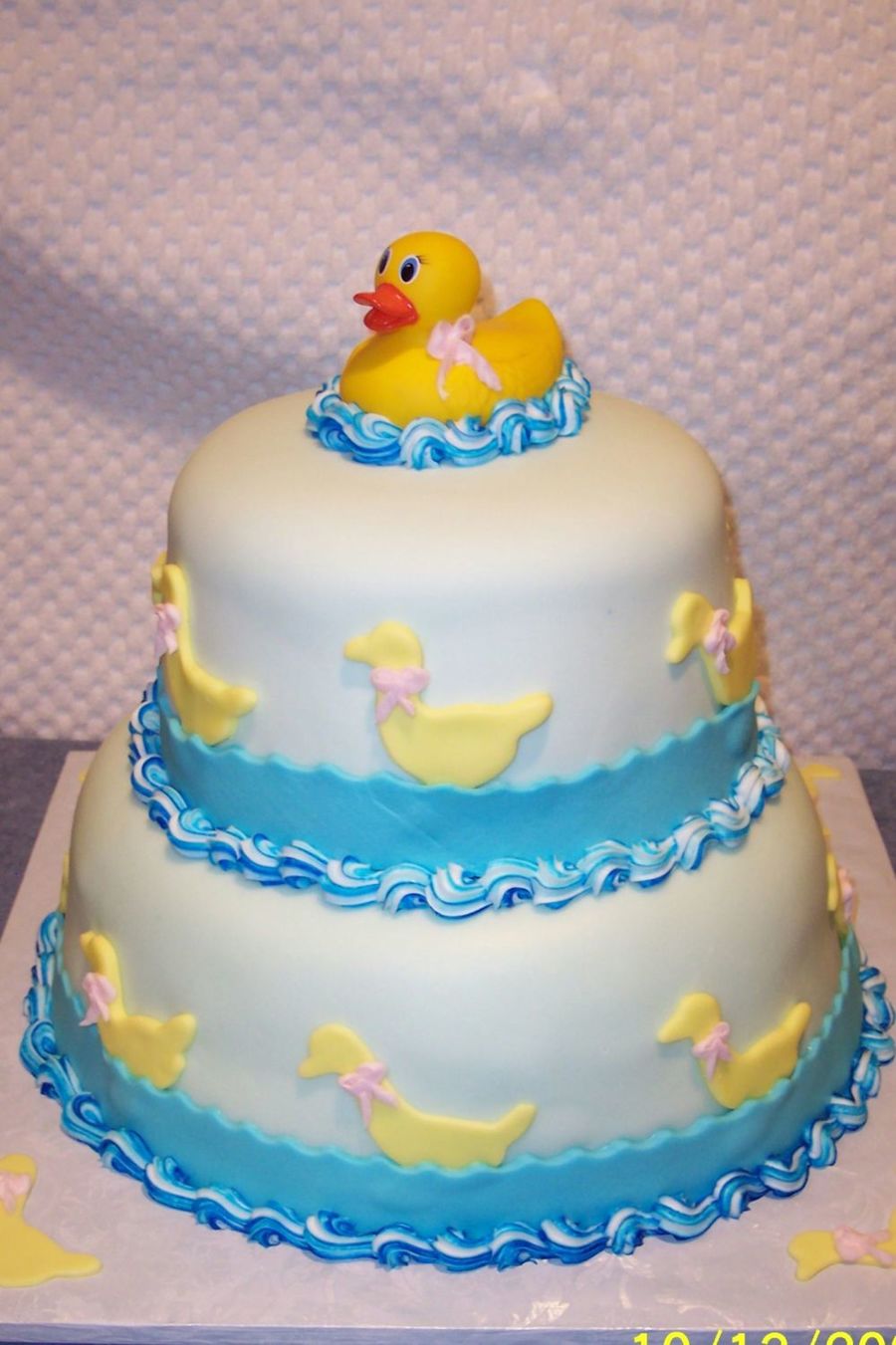 Ducks On Water Baby Shower Cake - CakeCentral.com