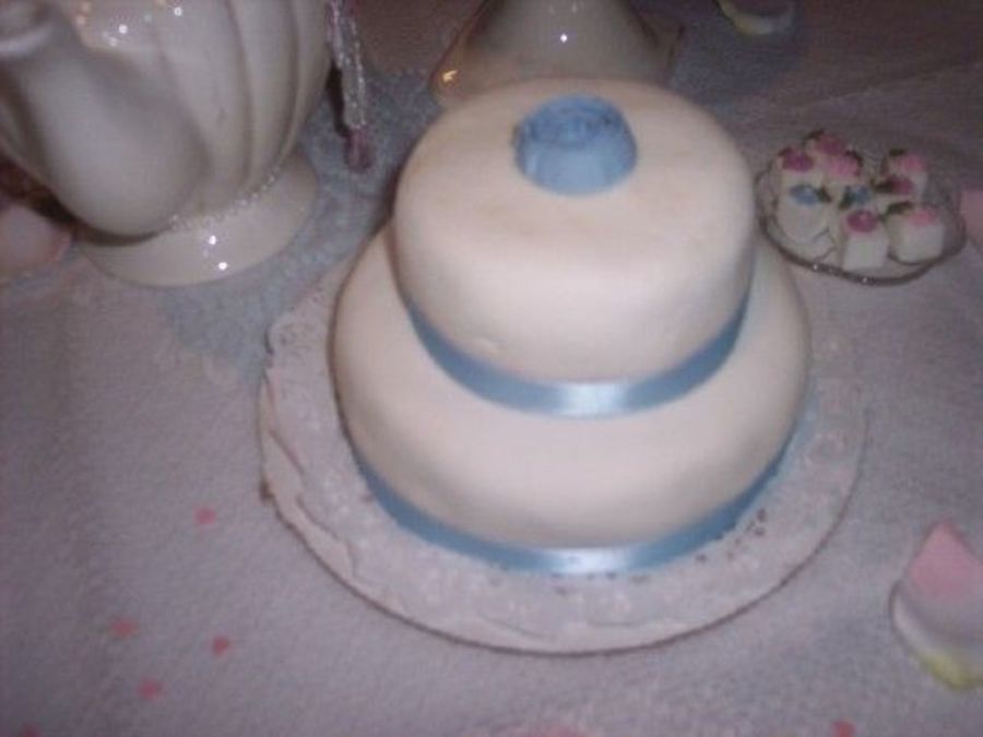 White And Blue Bridal Mini Cake - CakeCentral.com