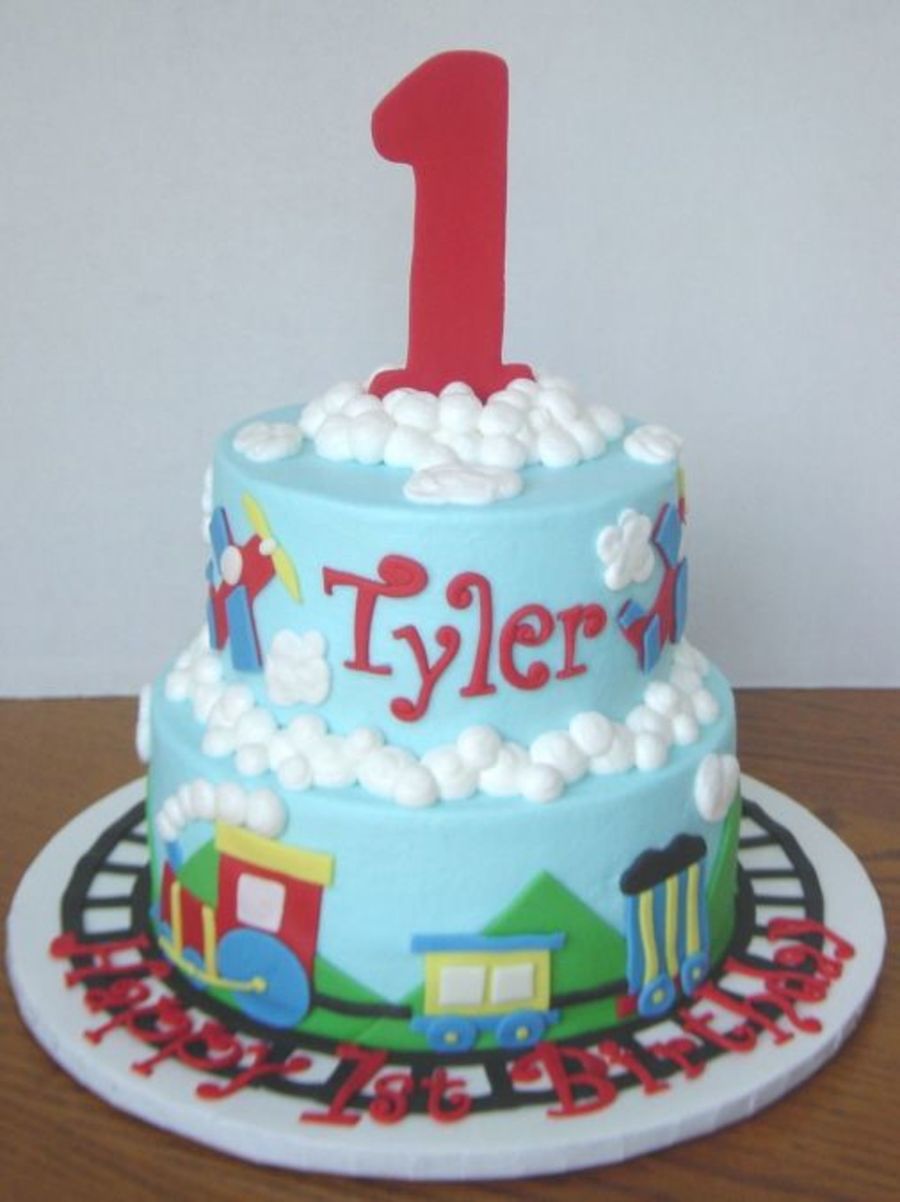 1St Birthday Train Cake - CakeCentral.com