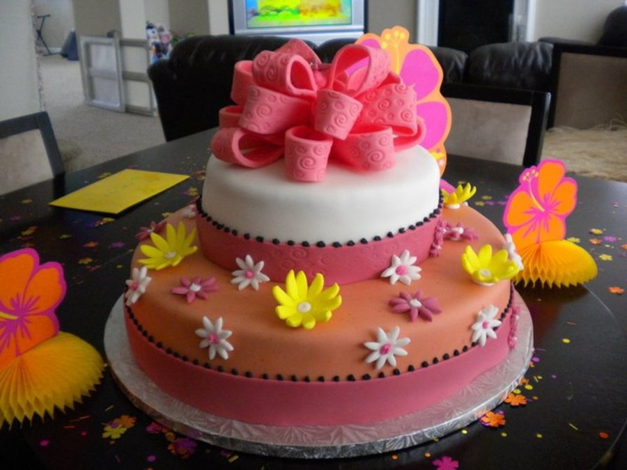 Fondant Birthday Cake - 1St Birthday - CakeCentral.com