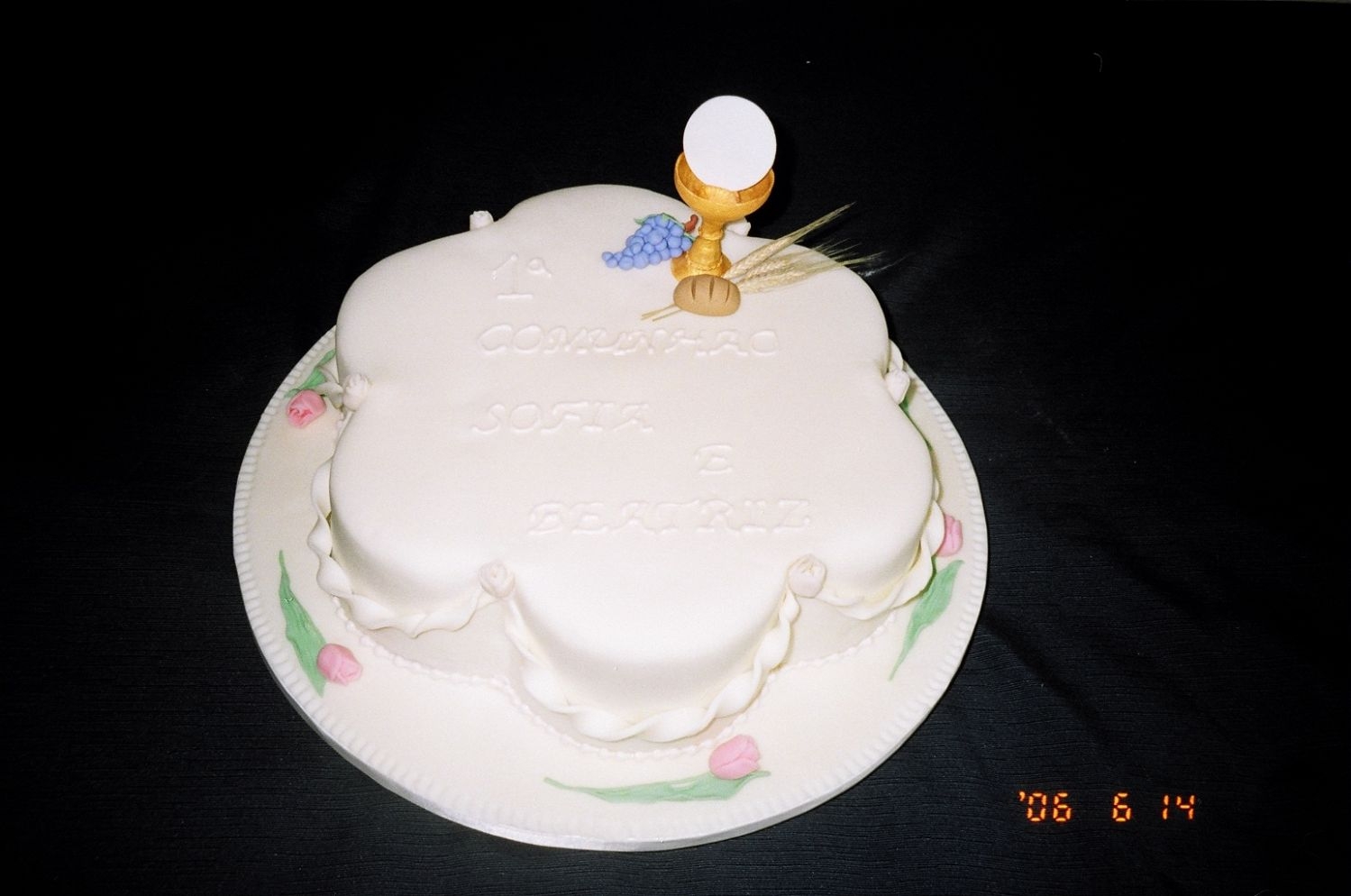 First Communion Cake With Tulips - CakeCentral.com