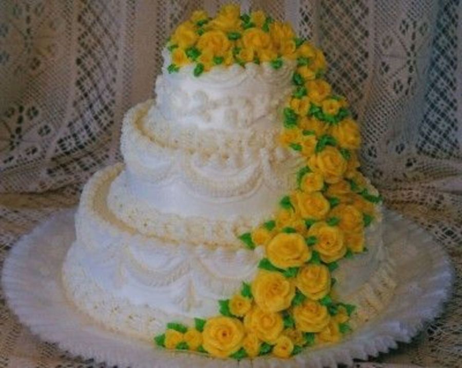 Yellow Rose Cascade - CakeCentral.com