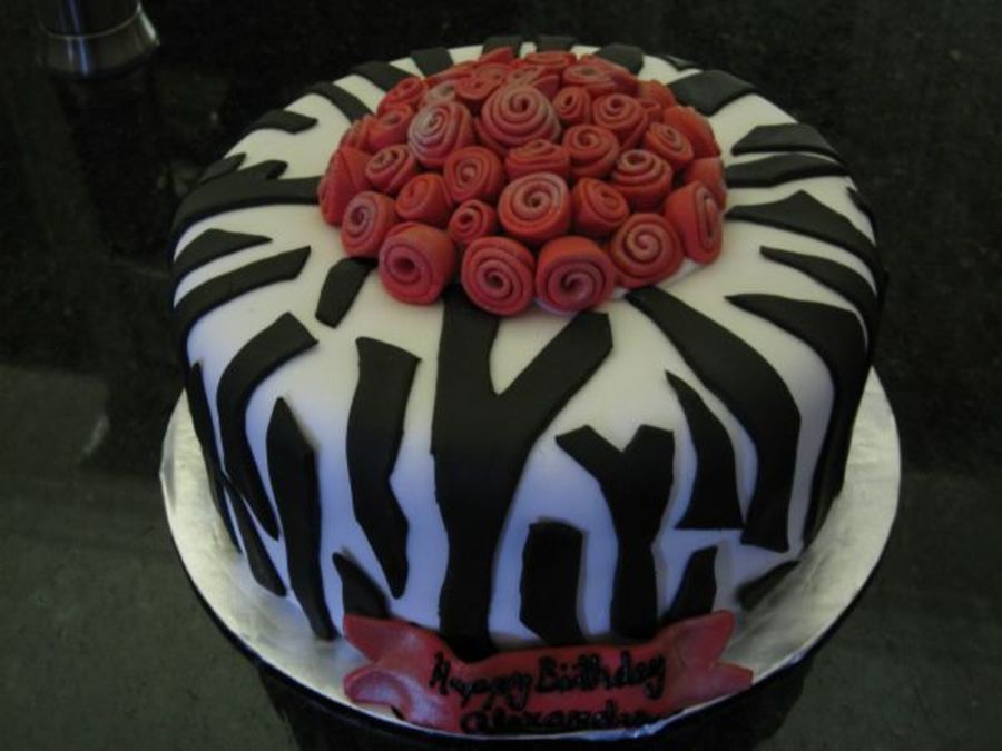 Zebra Birthday Cake - CakeCentral.com