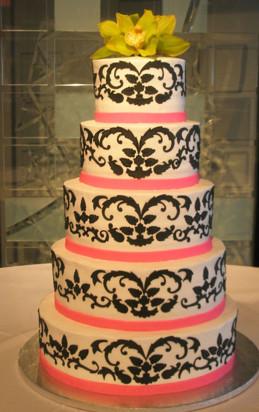 Damask Wedding Cake - CakeCentral.com